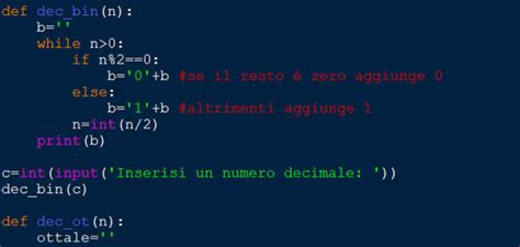 Convertitore Decimale Binario In Python Coding Creativo Tutorial Sui Linguaggi Di Programmazione