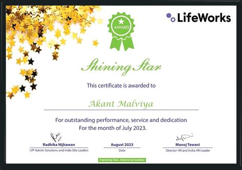 Shiningstaraward Bestperformance Outstandingwork Gratitude