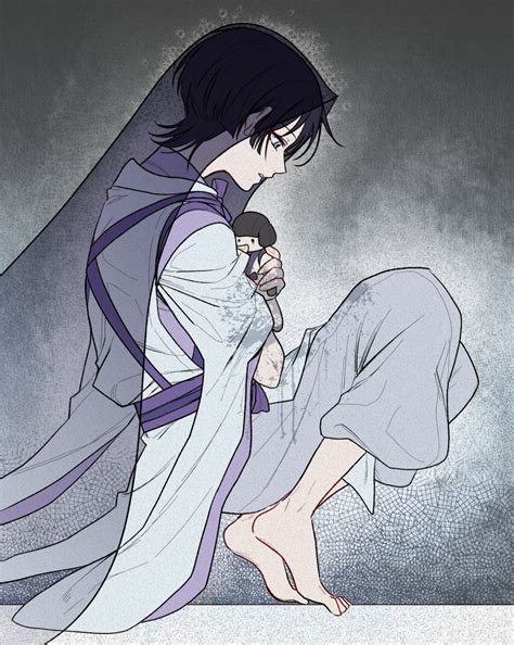 Safebooru 1boy Absurdres Aqua Eyes Barefoot Black Hair Black Veil