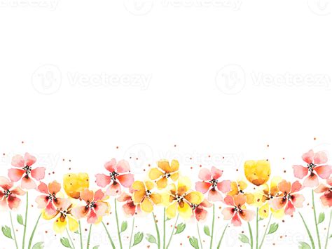 Watercolor Red And Yellow Flower Background Flower Border 21460608 Png