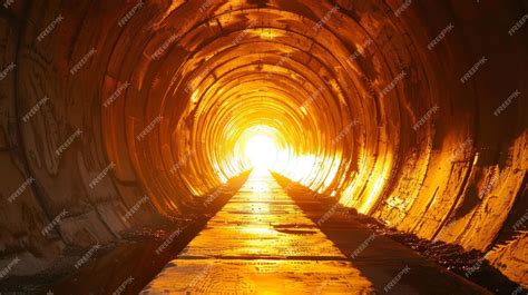 Illuminated Tunnel With Warm Light At The End Concept Of Hope Journey