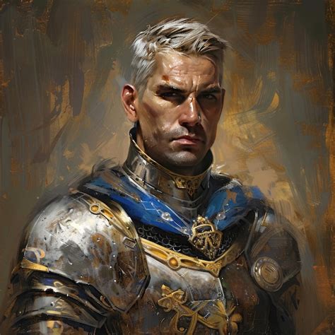Portrait Of A Medieval Knight In Armor On A Grunge Background Premium