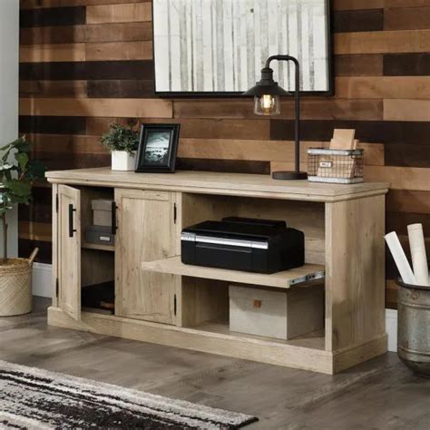 Sauder Aspen Post 65 118 In W Prime Oak Credenza With Pull Out Printer
