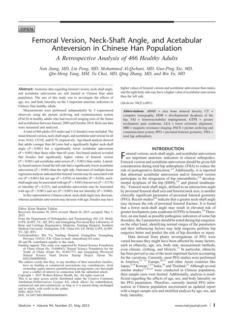 Pdf Femoral Version Neck Shaft Angle And Acetabular Anteversion In