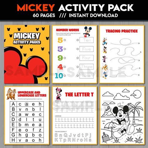 Mickey Mouse Activity Pages Minnie Clubhouse Birthday Preschool