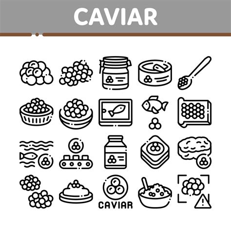 Caviar Seafood Product Collection Icons Set Vector 17581870 Vector Art
