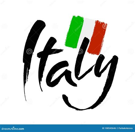 Letras De La Mano De Italia Nombre Del País Ejemplo De La Tinta