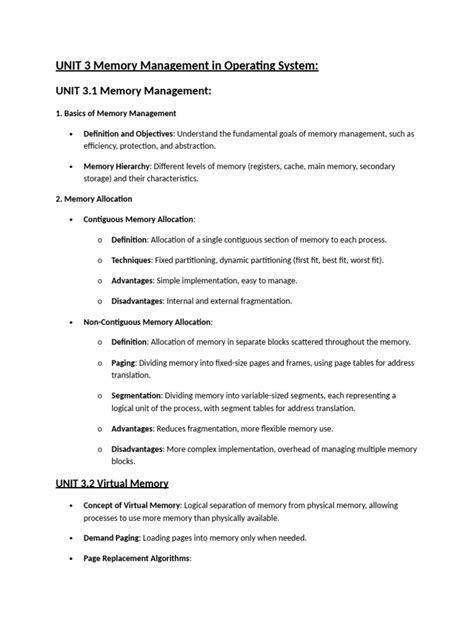 Operating System Unit-3 Memory Management | PDF | Computer Data Storage | Cpu Cache