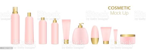 화장품 튜브 모형 사실적인 화장품 튜브와 금 모자병 제품 포장 크림 로션 바디 밀크 샴푸 젤 밤 컨디셔너 스프레이 헤어 폼 등을위한 튜브 0명에 대한 스톡 벡터 아트 및