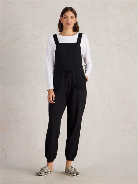 Daphne Jersey Dungaree In Pure Black White Stuff