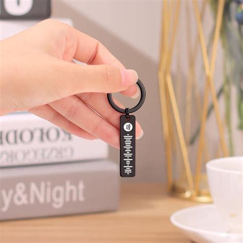 Scannable Spotify Code Keychain Custom Music Song Keychains Black
