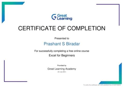 Prashant Biradar On Linkedin Greatlearning Courses2021 Coursecompletion Excel