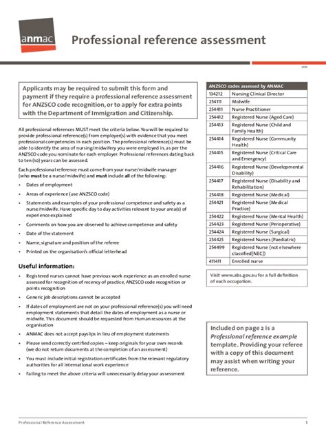2013 Form Au Anmac Professional Reference Assessment Fill Online