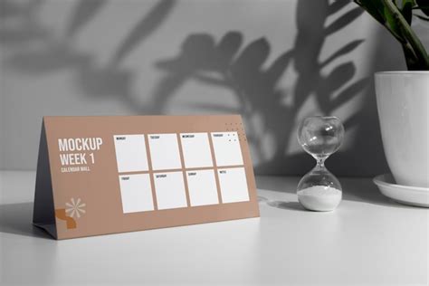 Premium Psd Arrangement Of Mock Up Table Calendar Indoors