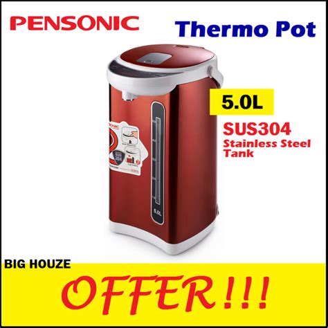 Pensonic 5l Electric Thermo Pot Ptf 5001 Sus304 Stainless Steel Water Boiler With Keep Warm