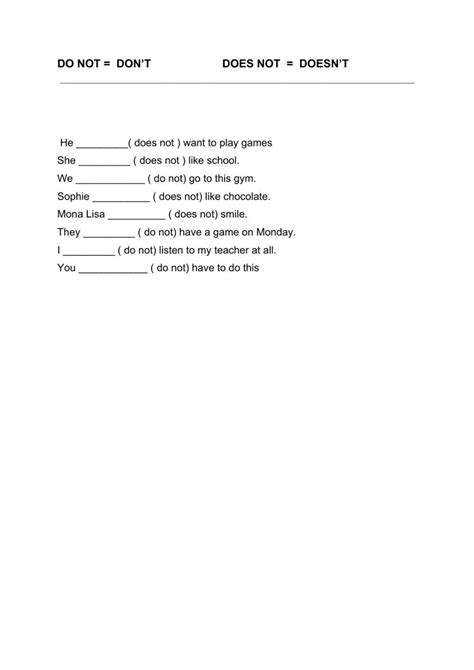 Negative Sentences In Present Simple Worksheet Live Worksheets
