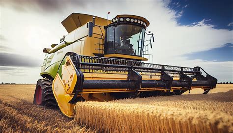 Premium Ai Image Combine Harvester In Agricultural Field Professional