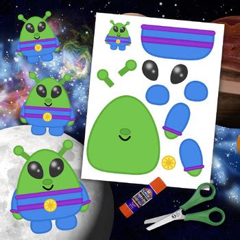 Printable Color Cut And Build An Alien Paper Doll By Purple Pumpkin