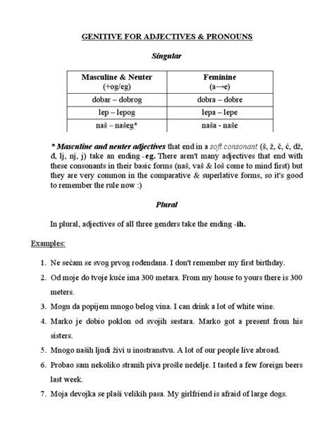 Genitive Adjectives Pdf Pdf