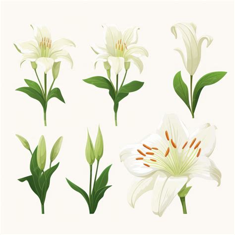 Minimalistic Lily Set Vector Svg Flat Animation Asset Premium Ai