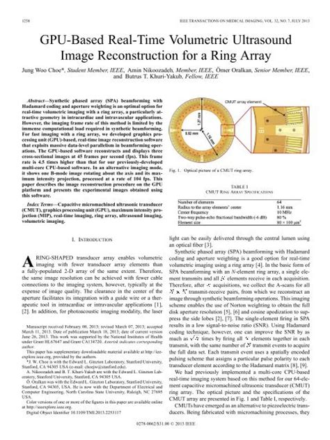 Gpu Based Real Time Volumetric Ultrasound Image Reconstruction
