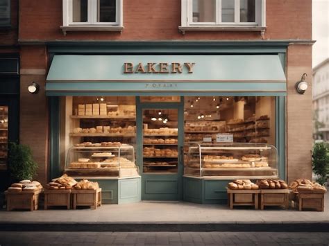 3d Bakery Shop Building Facade With Baking Store Cafe Bread Pastry And
