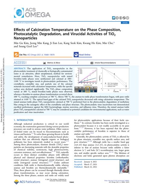 Kim2021 Effects Of Calcination Temperature On The Phase Composition