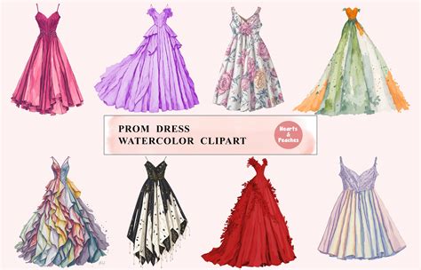 Prom Dress Watercolor Clipart Graphic By Hearts And Peaches · Creative