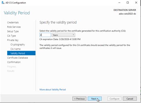 usage guidelines active directory cs on windows server 2022 dc azure