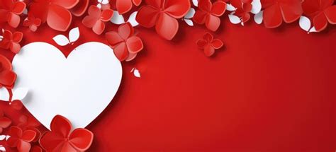 Premium Photo Romantic Red Background With White And Red Hearts For