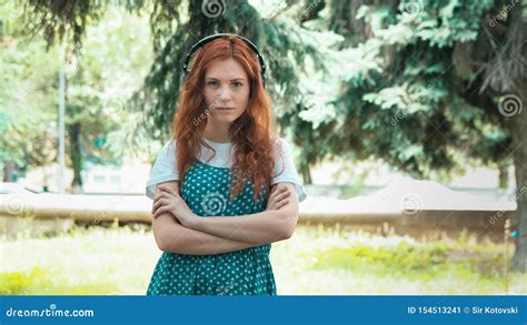 Young Ginger Woman Show Emotions Stock Image Image Of Female Green