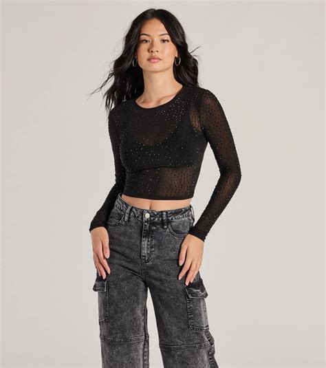 Womens Black Crop Tops And Windsor