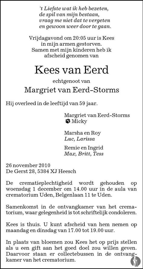 Kees Van Eerd 26 11 2010 Overlijdensbericht En Condoleances Mensenlinq Nl