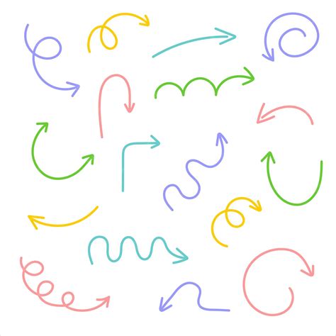 Setas Bonitas Com Cores Do Arco íris Coleção De Setas Coloridas Desenhadas à Mão Vetor Premium