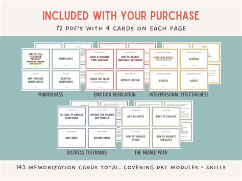 Dbt Skills Flashcards Memorization Deck Coping Skills Mental Health