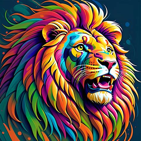 Colorful Lion Illustration With Vibrant Mane Free Download Ai Scribbles