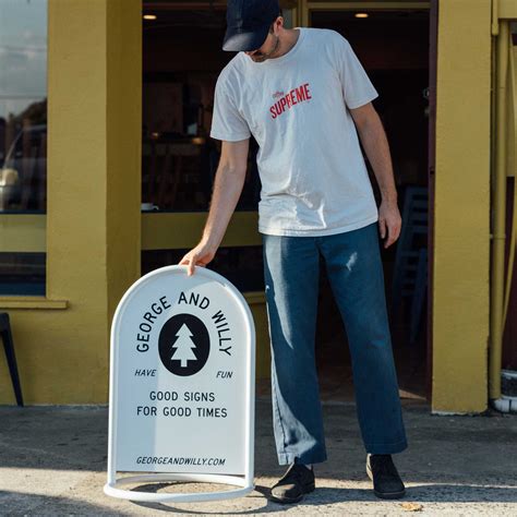 Rounded Sidewalk Sign George And Willy