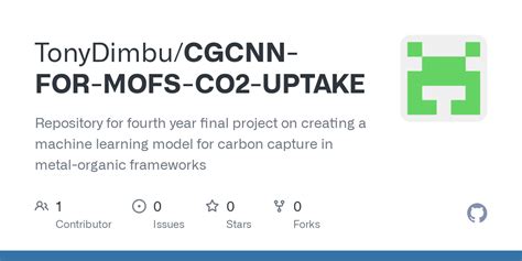 Github Tonydimbucgcnn For Mofs Co2 Uptake Repository For Fourth Year Final Project On