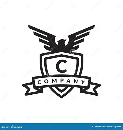 Logotipo De águila Con Protección Y Cinta Ilustración Del Vector
