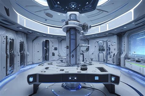 Premium Ai Image Futuristic Quantum Space Exploration Lab