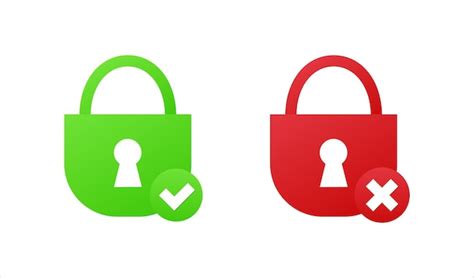 Premium Vector Green And Red Padlock With Checkmark And Cross