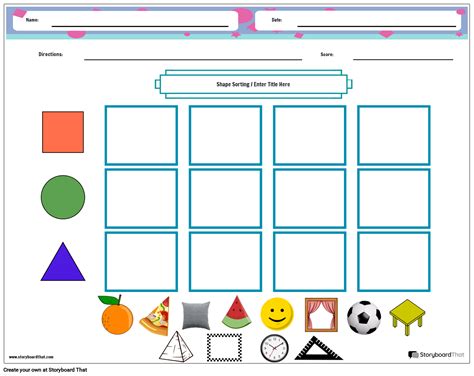 shapes sorting color worksheet storyboard par templates