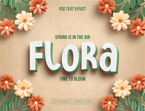 Spring Floral Editable Text Effect Free Psd