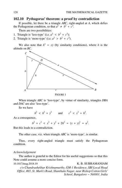 102 10 Pythagoras Theorem A Proof By Contradiction The Mathematical Gazette Cambridge Core