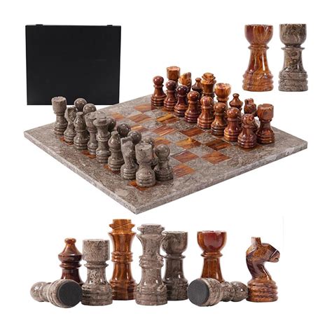 30cm Chess Set With Storage Box Oceanic And Red Marble Wholesale
