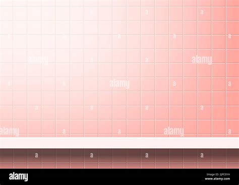 Pink Tiles Wall With Shelf For Background Modern Square Mosaic Grid
