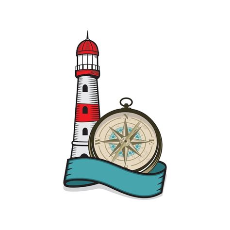 Premium Vector Compass And Lighthouse