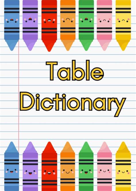 Table Dictionary By Brooke Beckelman Tpt