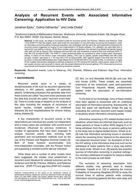 Pdf Analysis Of Recurrent Events With Associated Informative