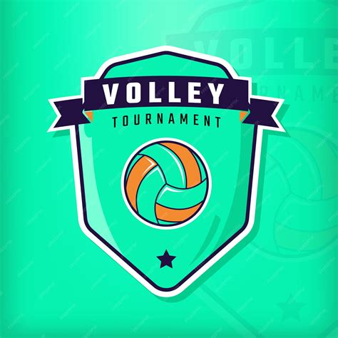 Premium Vector Sports Volleyball Emblem Design Logo On Green Background